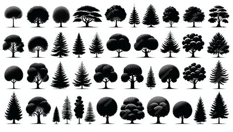 Premium Vector Simplistic Tree Silhouettes In Diverse Forms