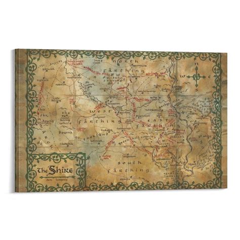 Middle Earth Map Lord Of The Rings Poster 7 Art Poster Canvas