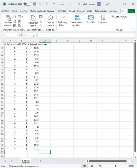 Correlaciones En Excel Dr Matt C Howard