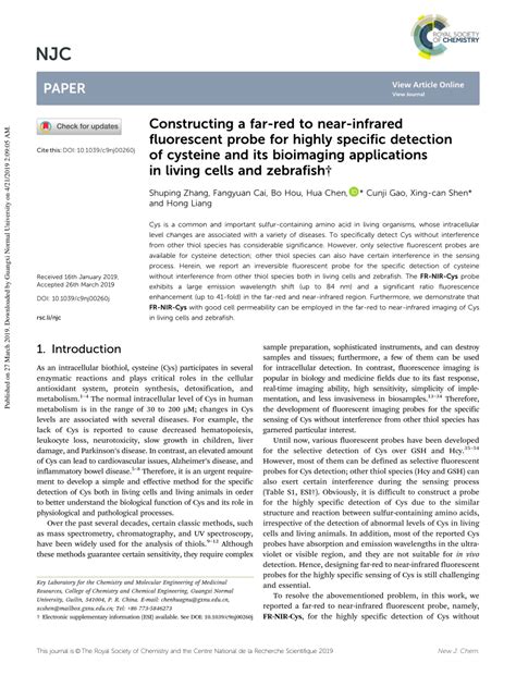 Pdf Constructing A Far Red To Near Infrared Fluorescent Probe For