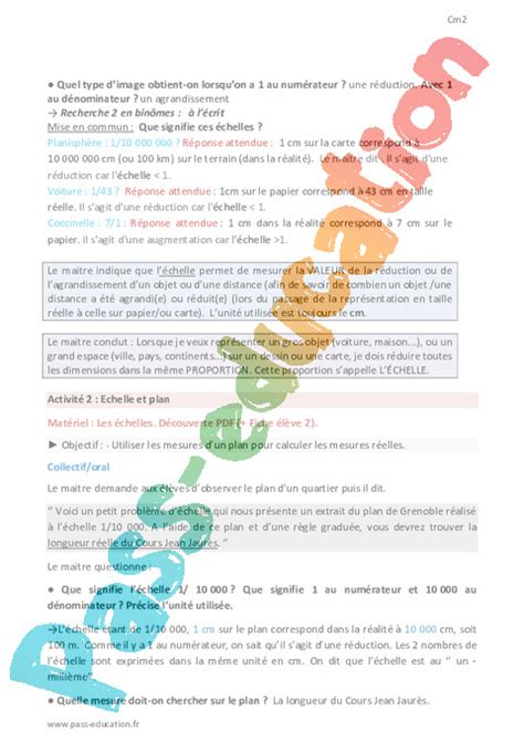 Les échelles Cm2 Fiche De Préparation Cycle 3 Pdf à Imprimer