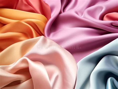 Collection Of Bright Colorful Silk Different Textile Samples