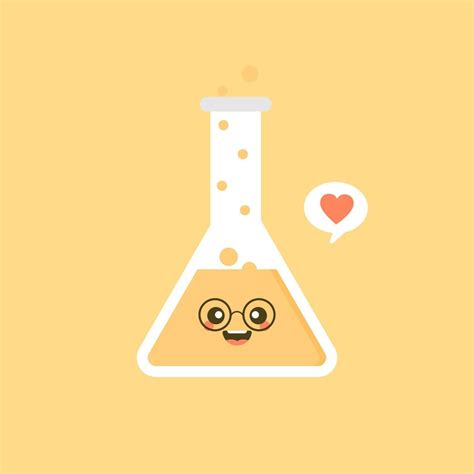 Kawaii And Cute Character Erlenmeyer Chemical Flask Flat Design Vector