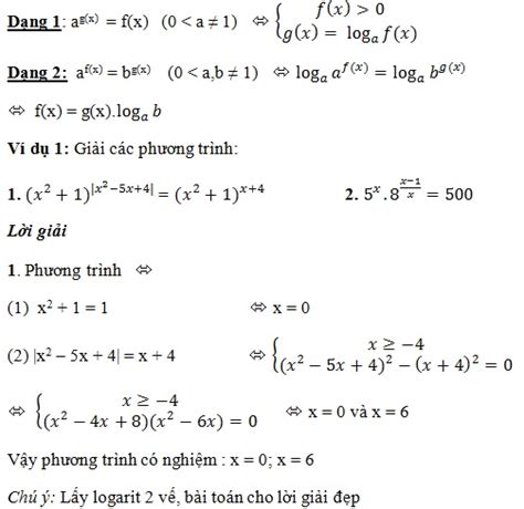 Giải Phương Trình Mũ Bằng Phương Pháp Logarit Hóa