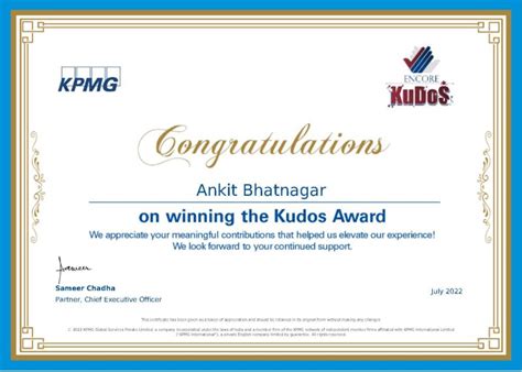 Ankit Bhatnagar On Linkedin Kpmg Kudos Recognition Thankyou Growth Success