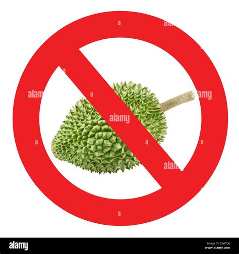 Circle Prohibited Red Sign For No Durian Allowed Isolated On White