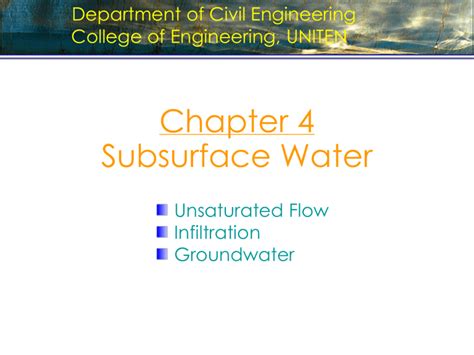 Subsurface Water Unsaturated Flow And Infiltration