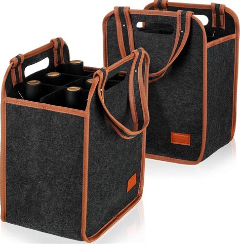Fuweave 2 Pack Wine Carrier 6 Bottles Tote Reusable Wine Tote Bags Insulated Grocery