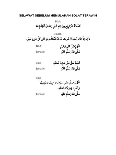 Selawat Tarawih 8 Rakaat Rumi Bacaan Bilal Shalat Tarawih 8 Rakaat