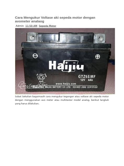 Cara Mengukur Voltase Aki Sepeda Motor Dengan Avometer Analaog Pdf