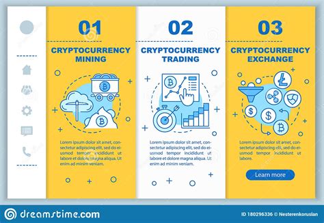 Cryptocurrency Onboarding Mobile Web Pages Vector Template Crypto Currency Mining Trading And