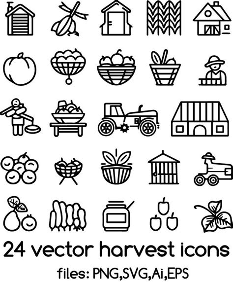 24 Vector Harvest Icons Etsy