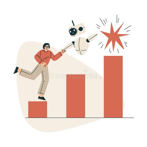 Artificial Intelligence With Woman Character Achieve Goal Step Ladder