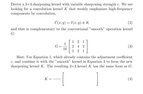 Derive A 3x3 Sharpening Kernel With Variable