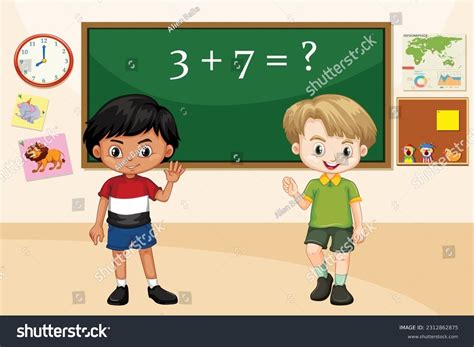 Vector School Class Background Interior Classroom Stock Vector Royalty Free 2312862875