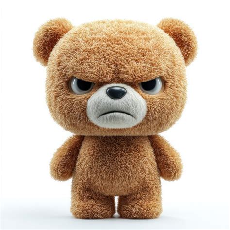 An Illustrated Teddy Bear With An Angry And Annoyed Expression