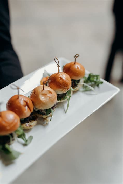 Small Sliders Served As Passed Appetizers
