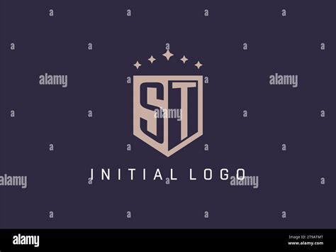 St Initial Shield Logo Icon Geometric Style Design Inspiration Stock Vector Image And Art Alamy