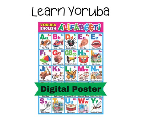 Digital Yoruba Alphabet Poster Temis Yoruba Tutorials