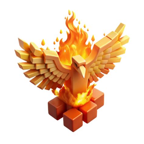 Stunning Artistic Fiery Phoenix Blocky Bird In Flames 4k 56752594 Png