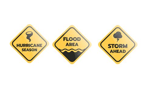 Premium Vector Natural Disaster Warning Signs Hurricane Flood