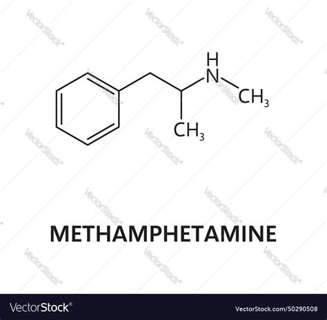 Methamphetamine Drug Molecule Formula Structure Vector Image
