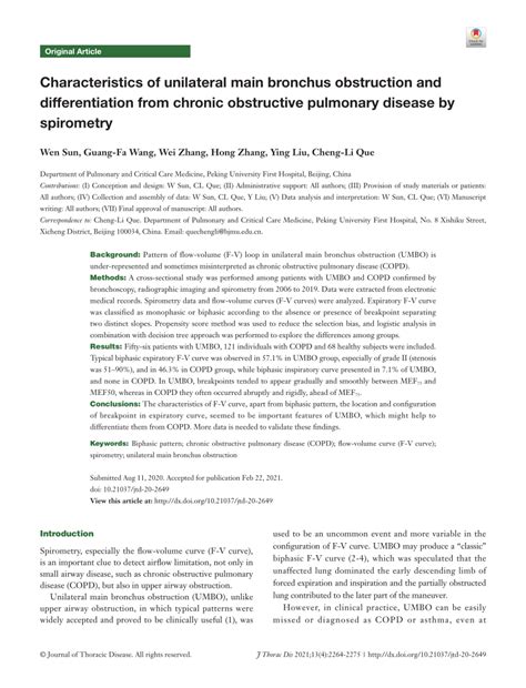 Pdf Characteristics Of Unilateral Main Bronchus Obstruction And