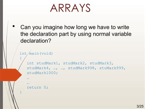C Array 1 And 2 Dimension Array Declarationppt