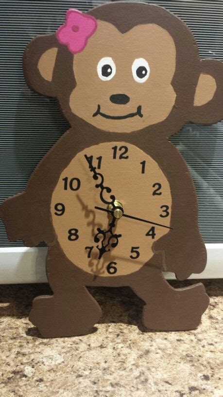 Monkey Clock With Pink Bow Cute Home Decor