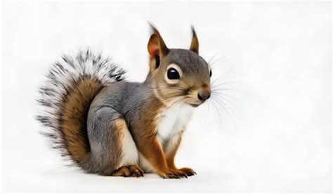 Premium Photo A Squirrel With A Gray Tail And A Black Nose