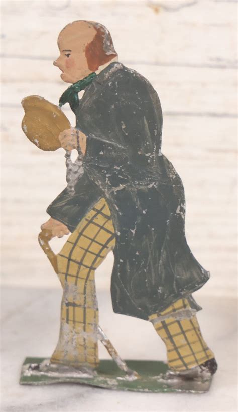 Lot 034 Single Antique German Zinnfiguren Flat Pewter Figure Of Scho