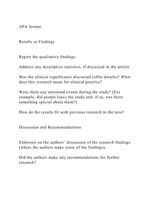 Apa Formatresults Or Findingsreport The Qualitative Fin Docx