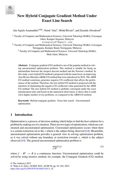 Pdf New Hybrid Conjugate Gradient Method Under Exact Line Search