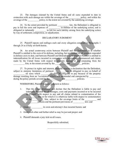 Complaint For Declaratory Judgment Declaratory Us Legal Forms