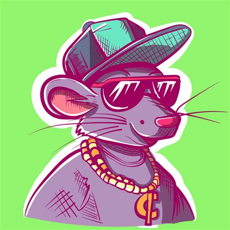 Digital Art Of A Hip Hop Mouse With A Rap Hat Gold Chain And A Pair Of