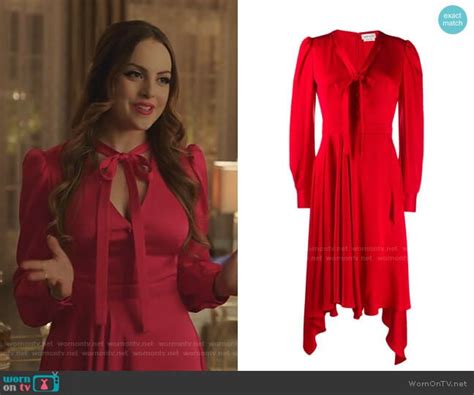 Wornontv Fallons Red Tie Neck Long Sleeve Dress On Dynasty