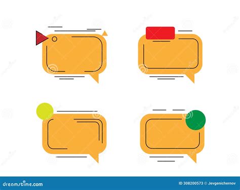 Set Of Colorful Rectangular Speech Bubbles Line Art Stock Vector