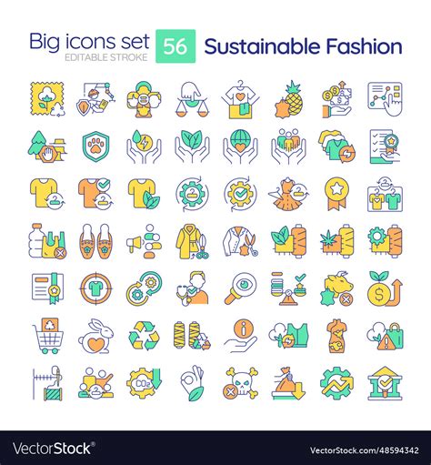 Editable Multicolor Big Icons For Sustainable Vector Image