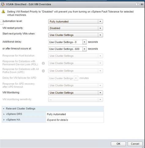 How To Disable Vmware Ha For Individual Vm Using Vm Overrides Option