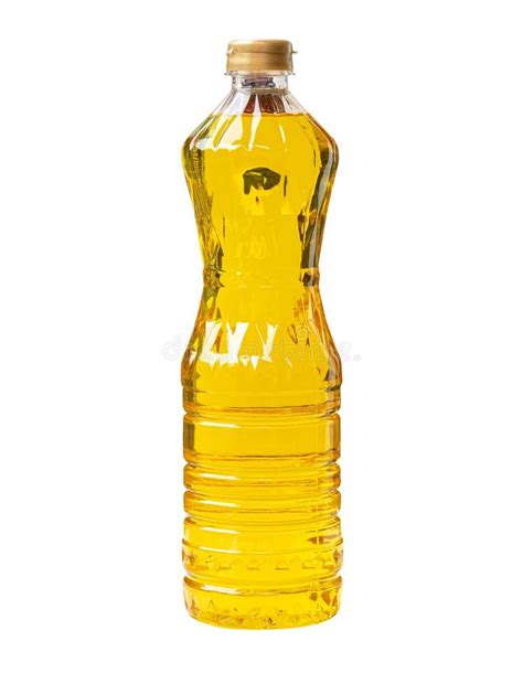 Yellow Cooking Oil In Small Plastic Bottle Isolated On White Background