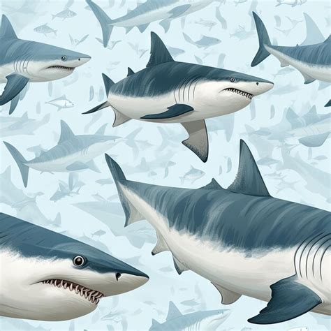 Premium Photo Seamless Pattern Of Shark