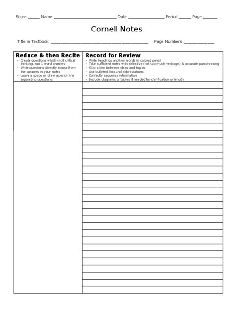 Cornell Notes Template 8 Free Templates In Pdf Word Excel Download