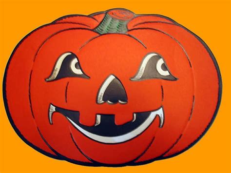 Vintage Halloween Card Beistle Pumpkin Retro Halloween Pumpkin Print
