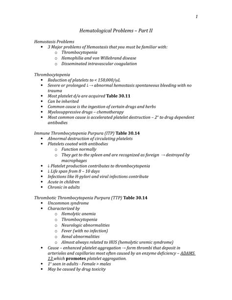 Hematologicalproblemslectureandhandout228129 Hematological
