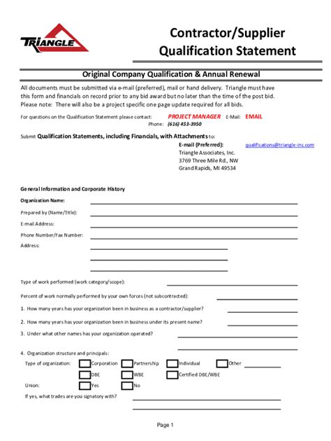 Fillable Online Contractorsupplier Qualification And Annual Renewal Fax