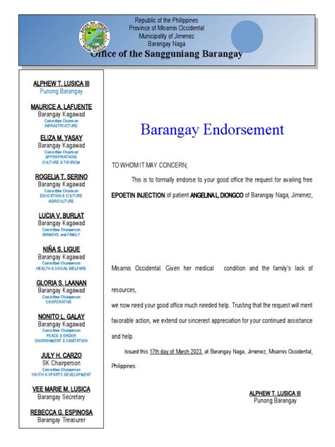 Endorsement Medical Pdf