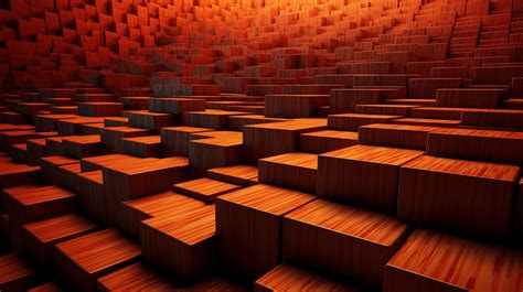 Orange Color Blocks An Colored Tile Wall With Wooden Backgrounds 