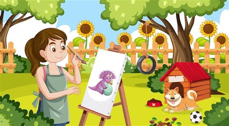 Puberteit Meisje Tekening Op Canvas Gratis Vector