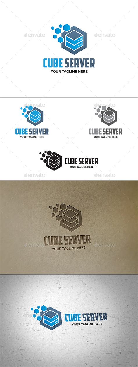 多维数据集服务器标识——符号标志模板cube Server Logo Symbols Logo Templates备份托管品牌云服务