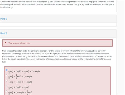 Solved A Rock With Mass M Is Thrown Upward With Initial